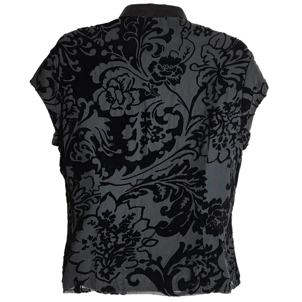 Xscape | Tops | Vintage Xscape Velvet Burnout Frog Toggle Mandarin ...